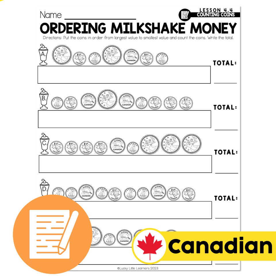 Lucky to Learn Math - Canadian Money - Counting Mixed Coins - Lesson 4. ...