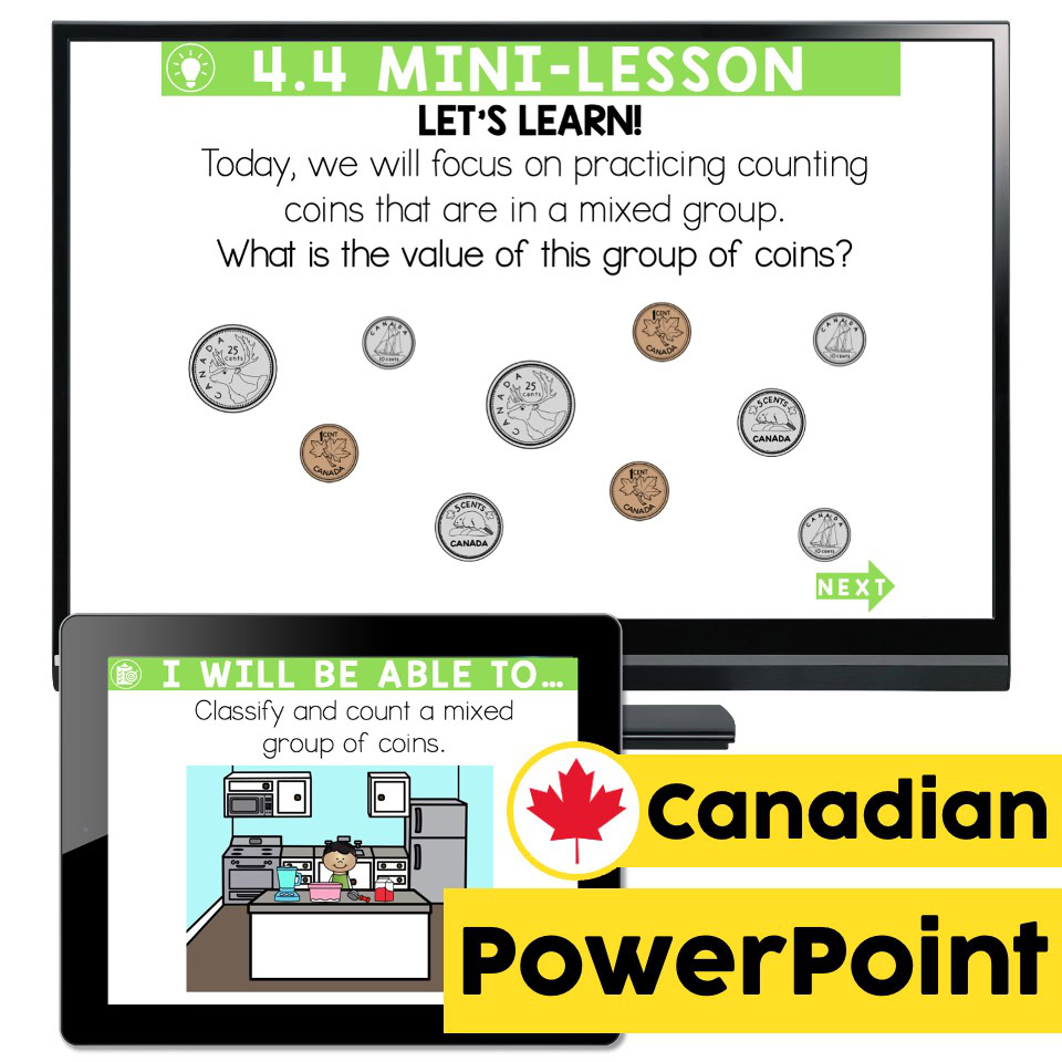 Lucky to Learn Math - Canadian Money - Counting Mixed Coins - Lesson 4. ...