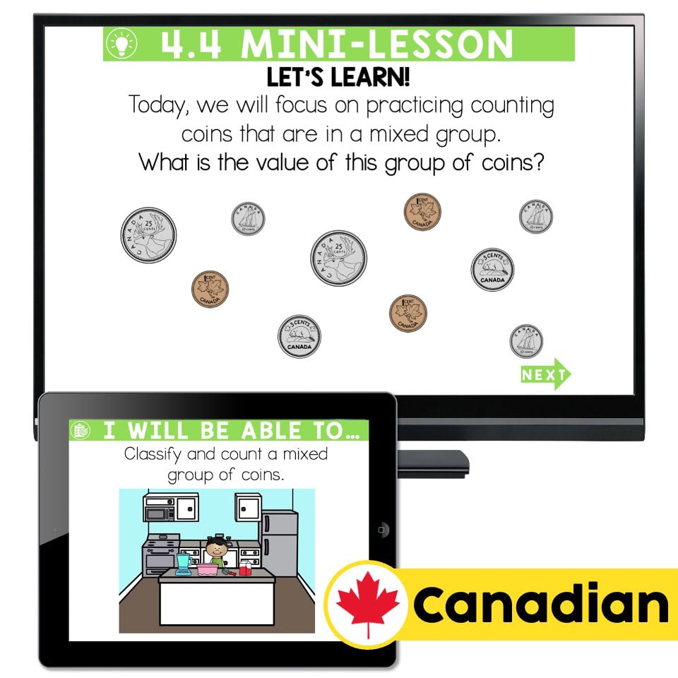 Lucky to Learn Math - Canadian Money - Counting Mixed Coins - Lesson 4. ...