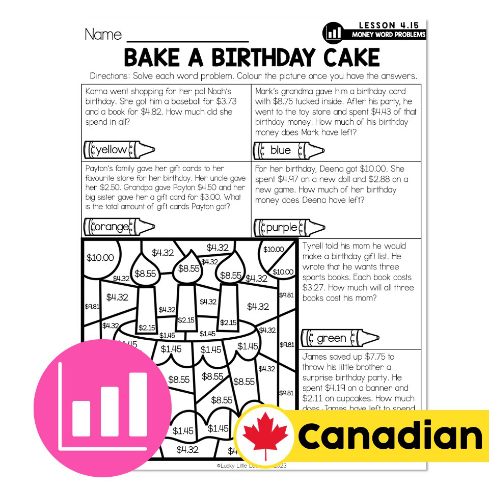 Lucky to Learn Math - Canadian Money - Mixed Addition and Subtraction ...
