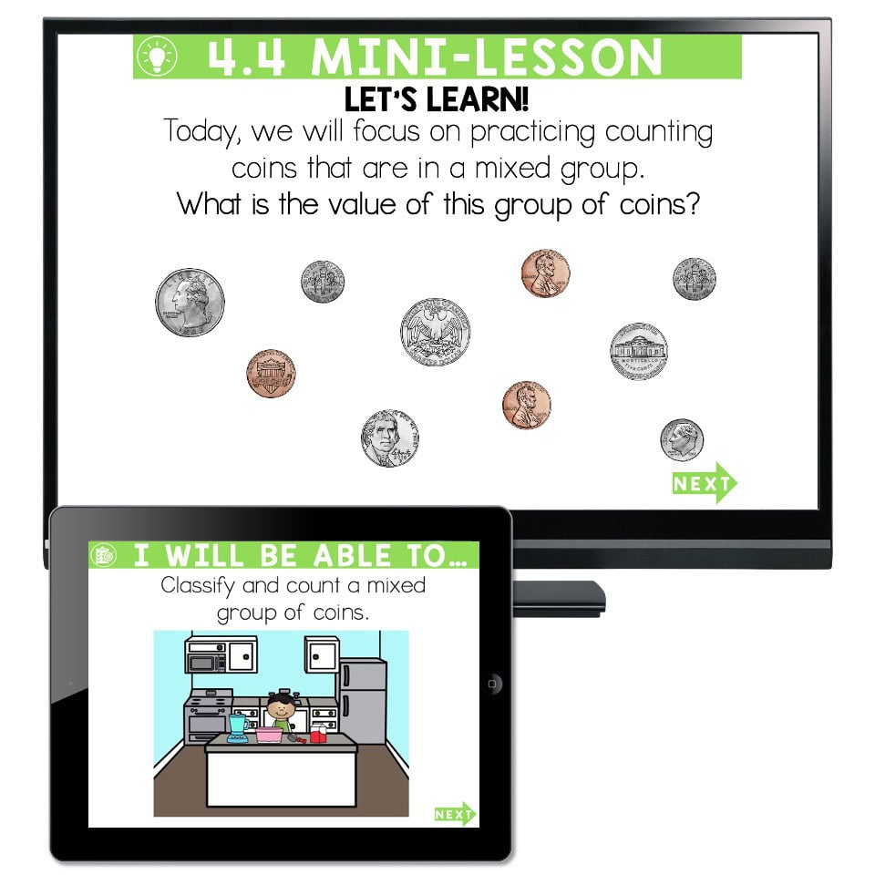 Lucky to Learn Math - Counting Mixed Coins - Lesson 4.4 - Teaching ...