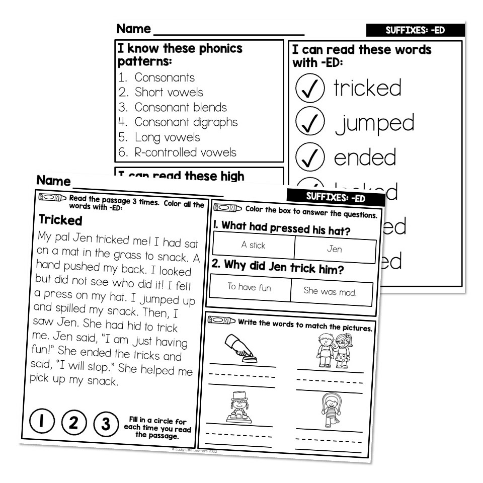 Lucky to Learn Phonics - Other Consonants - Inflectional Endings and ...