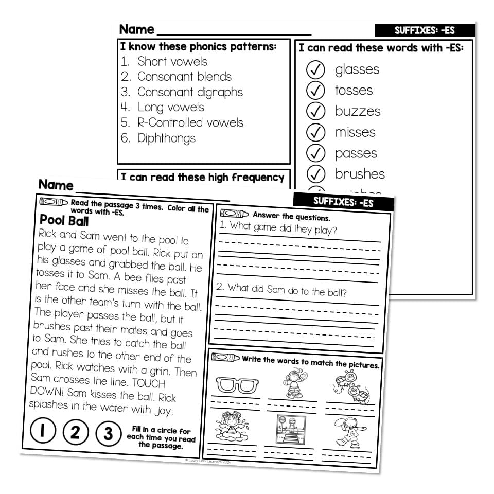 Lucky to Learn Phonics - Other Consonants - Inflectional Endings and ...