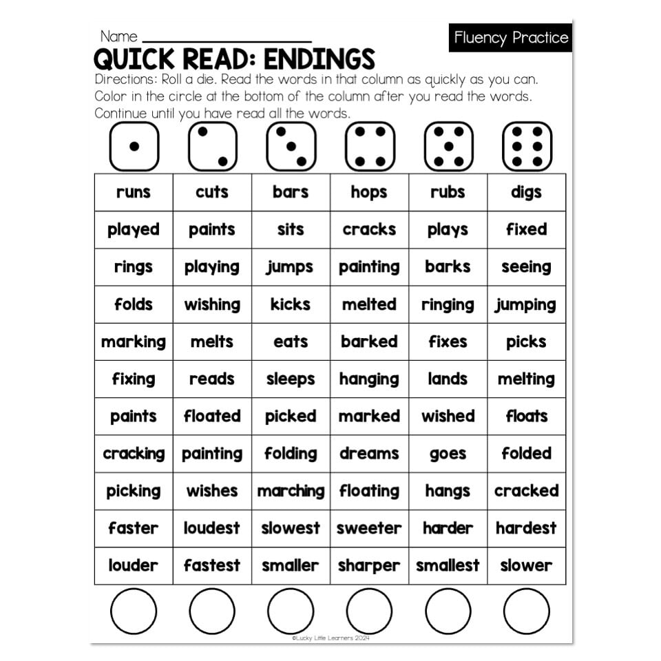 Lucky to Learn Phonics - Other Consonants - Inflectional Endings and ...