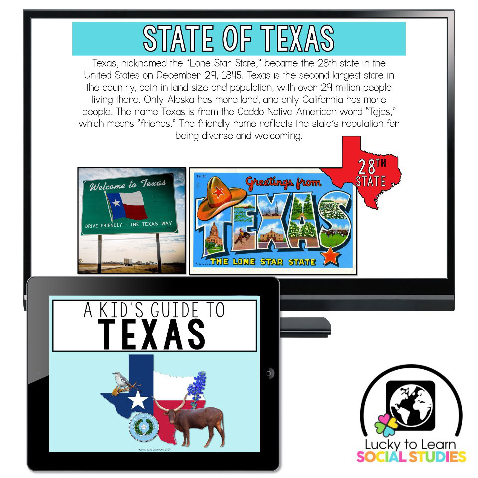 Lucky to Learn Social Studies - US States - Texas - Teaching Slides ...