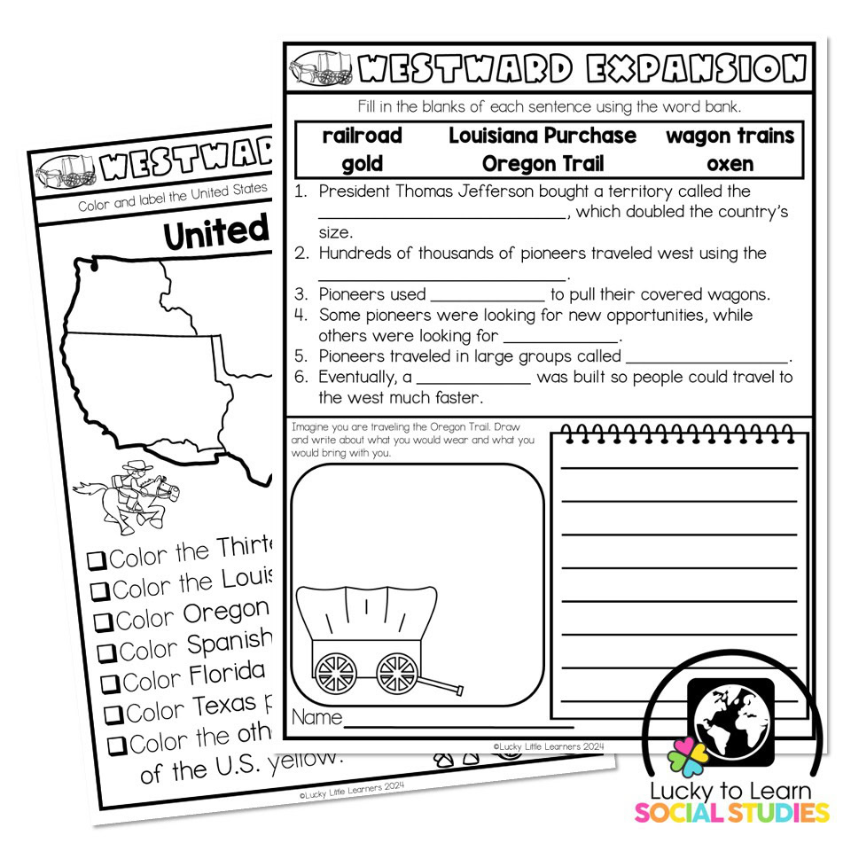 Lucky to Learn Social Studies - Westward Expansion - One-Pager - Lucky ...