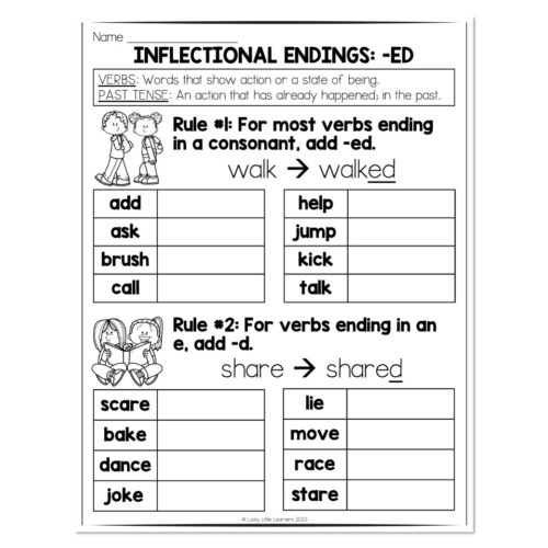Multisyllable Words Book - Inflectional Endings - ED - Rules - Lucky ...