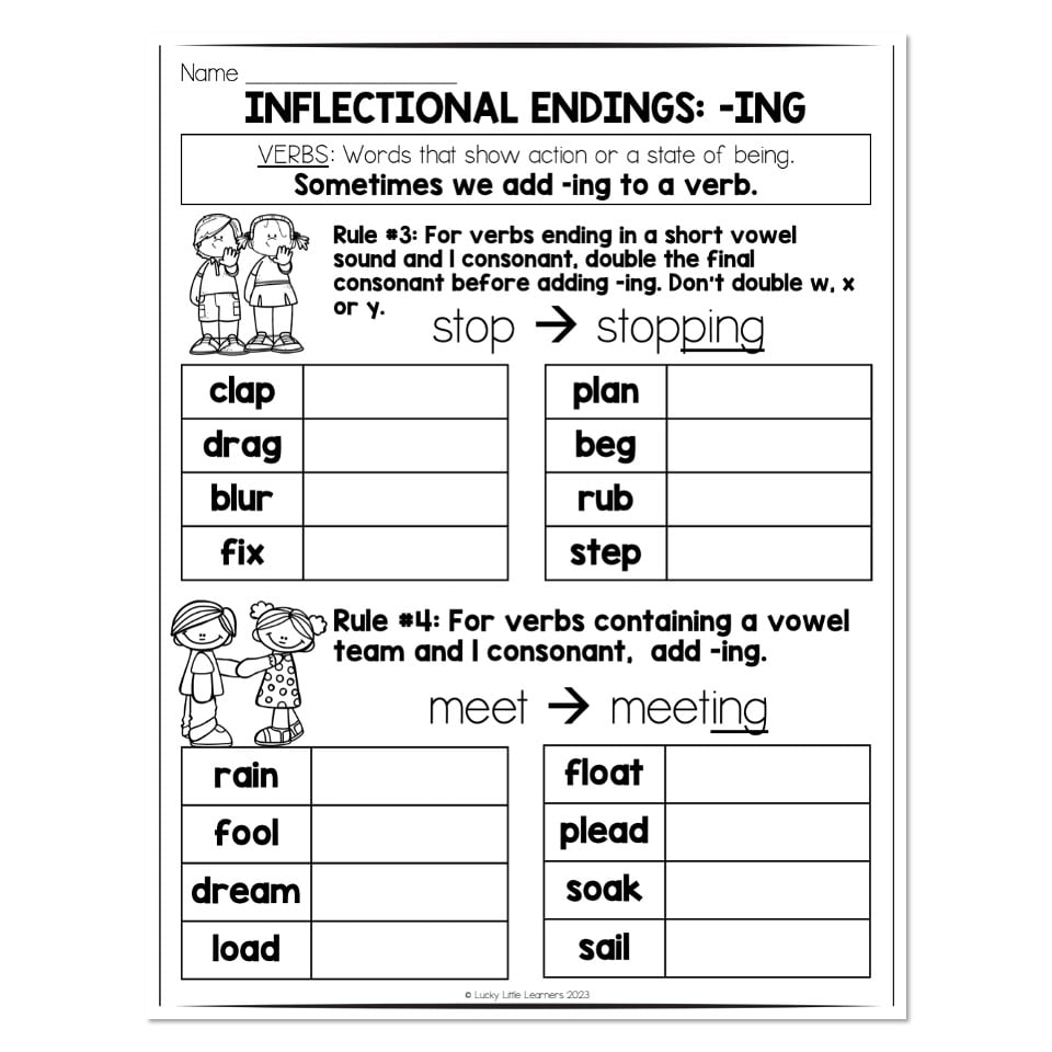 Multisyllable Words Book - Inflectional Endings - ING - Rules 2 - Lucky ...