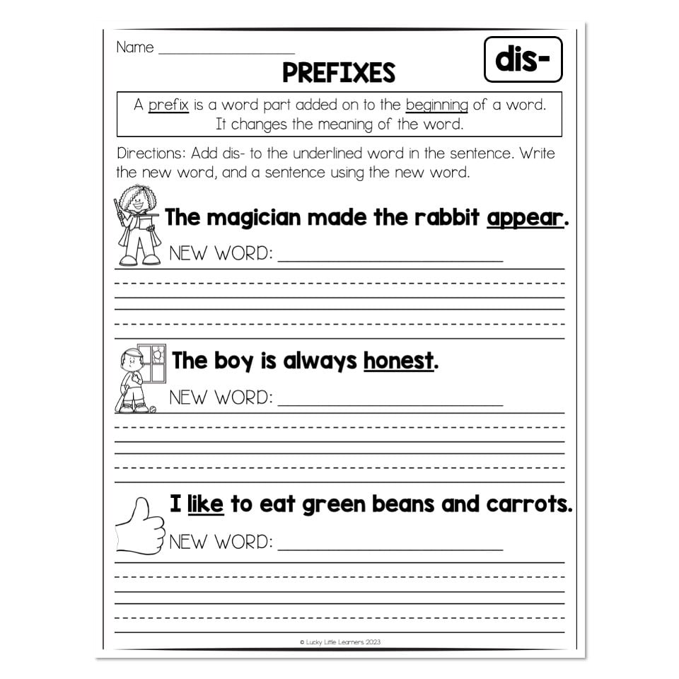 Multisyllable Words Book - Prefixes - DIS - Sentences - Lucky Little ...