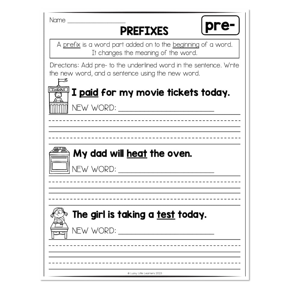 Multisyllable Words Book - Prefixes - PRE - Sentences - Lucky Little ...