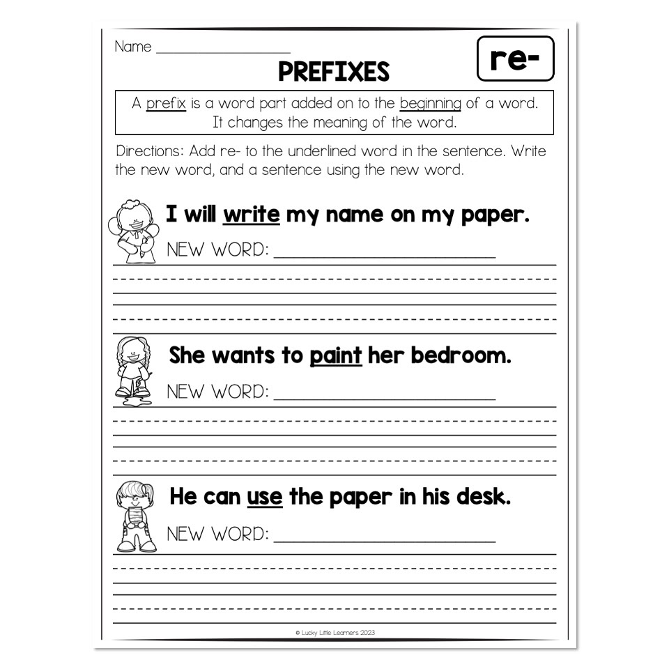 Multisyllable Words Book - Prefixes - RE - Sentences - Lucky Little ...