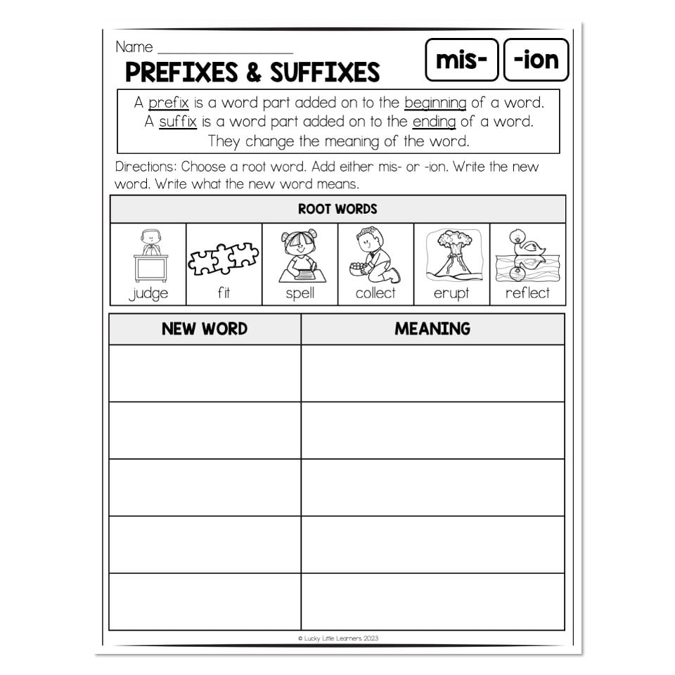 Multisyllable Words Book - Prefixes and Suffixes - MIS and ION - Words ...