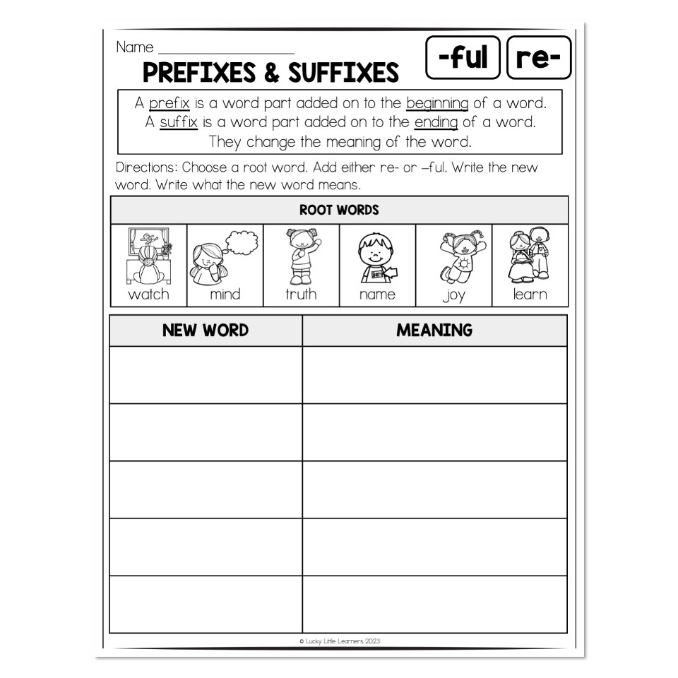 Multisyllable Words Book - Prefixes and Suffixes - RE and FUL - Words ...