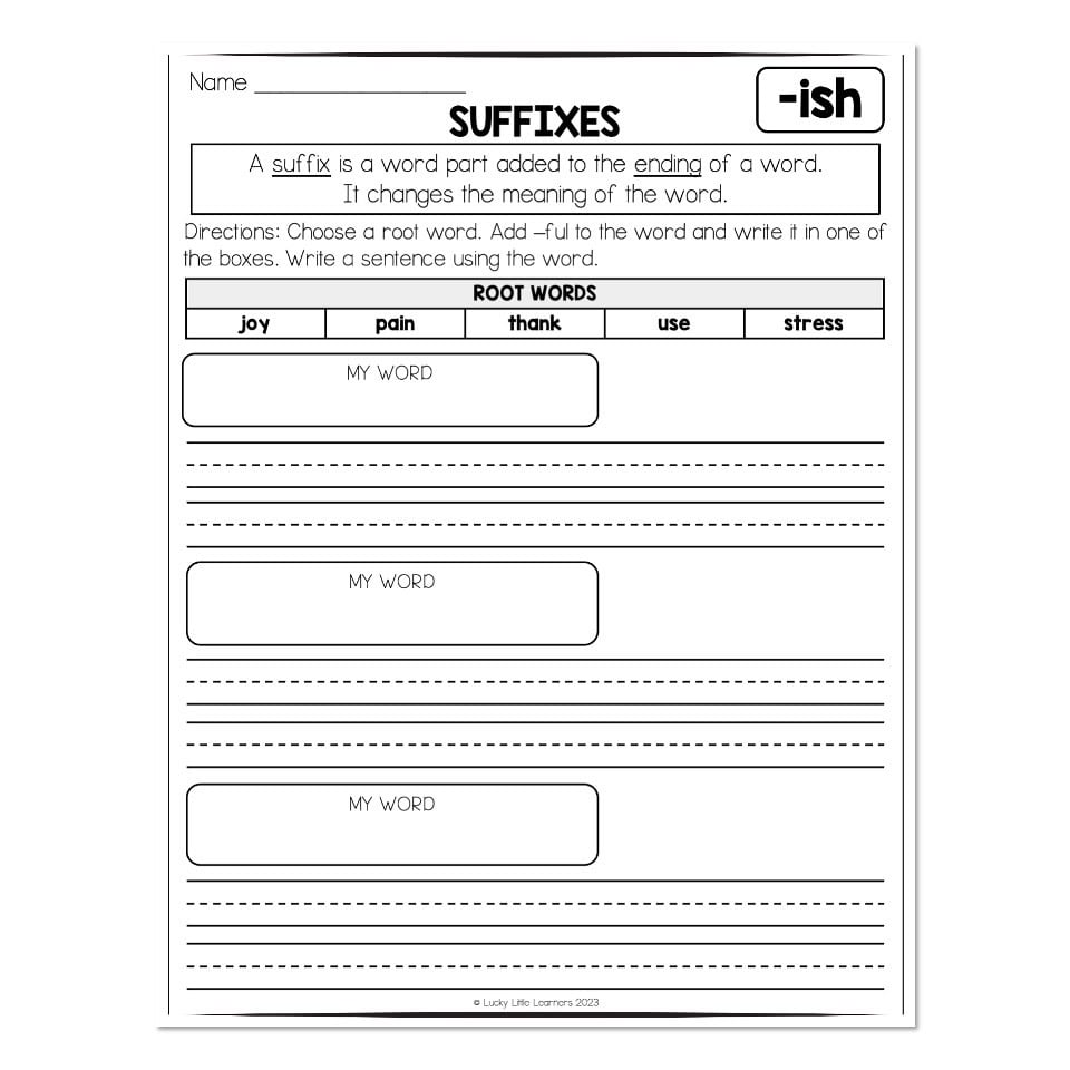 Multisyllable Words Book - Suffixes - ISH - Sentences - Lucky Little ...