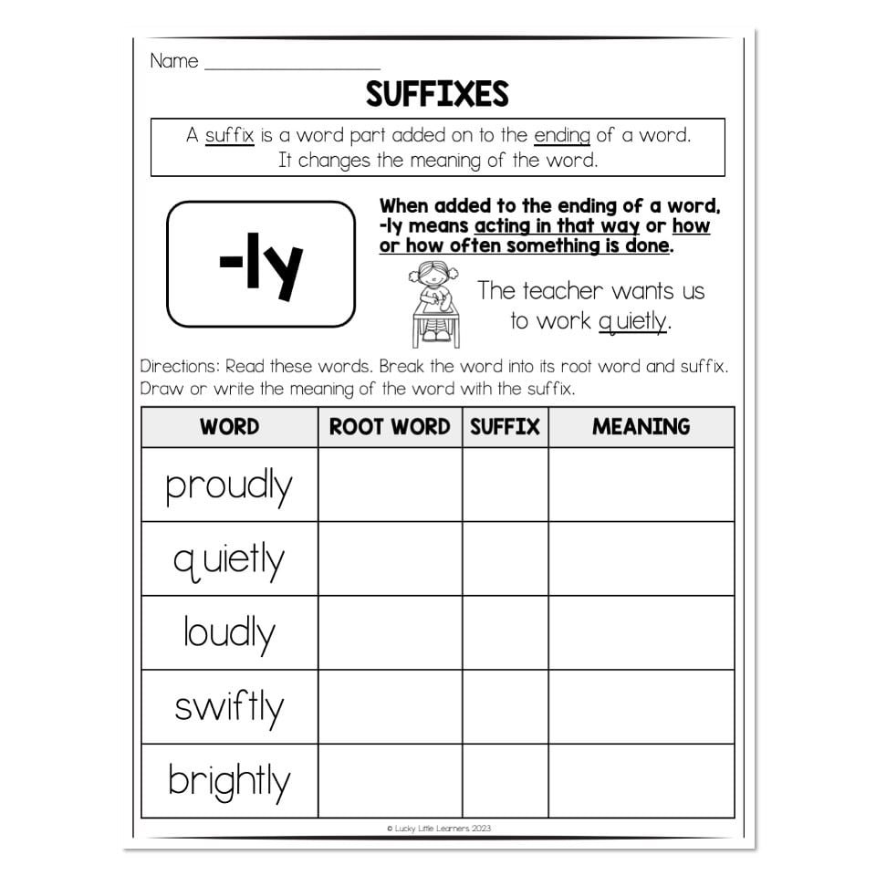 Multisyllable Words Book - Suffixes - LY - Explanation and Meaning ...