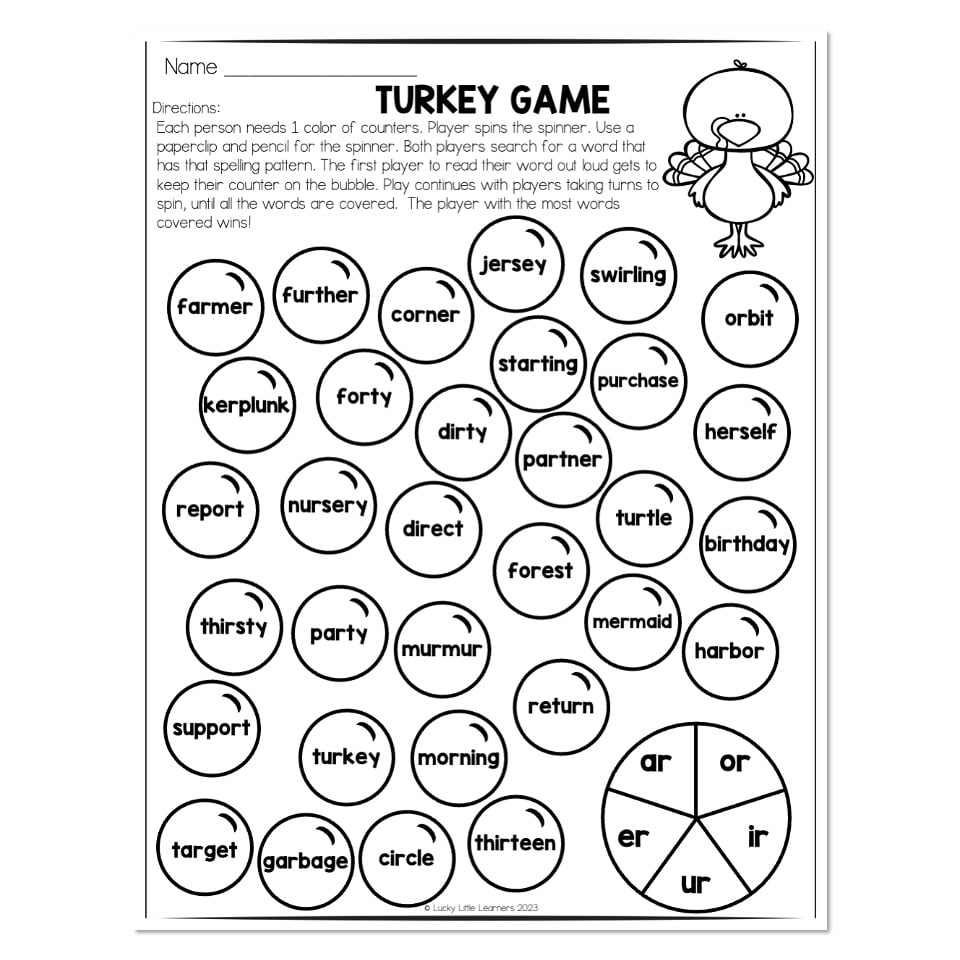 Multisyllable Words Book - Turkey Rule - R-Controlled Syllables - Game ...