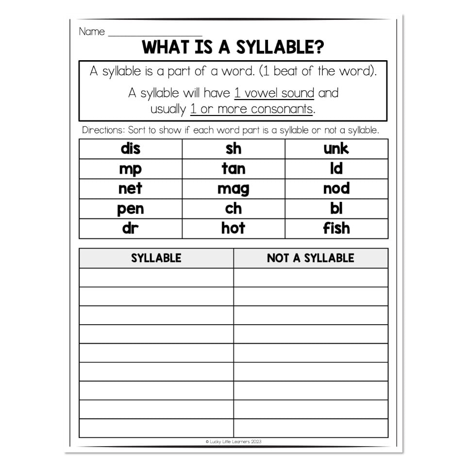 Multisyllable Words Book - What Is A Syllable - Lucky Little Learners
