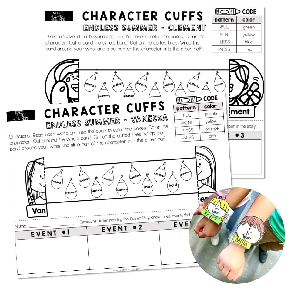 Paired Play - Character Cuffs - Suffixes -FUL -MENT -LESS -NESS ...