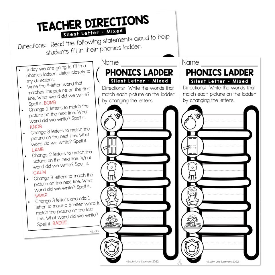 Phonics Ladders - Silent Letter - Mixed - Lucky Little Learners