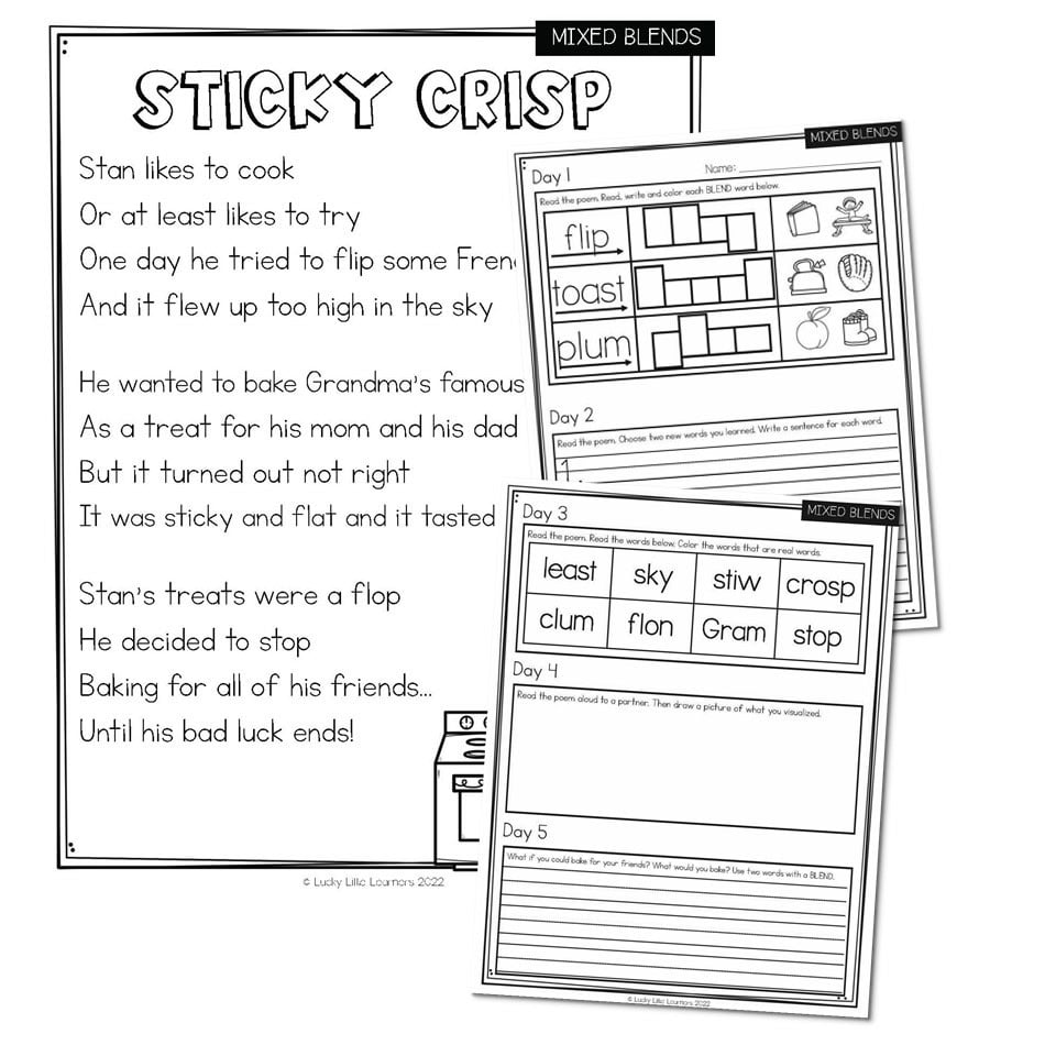 Phonics Poems - Mixed Blends - Lucky Little Learners