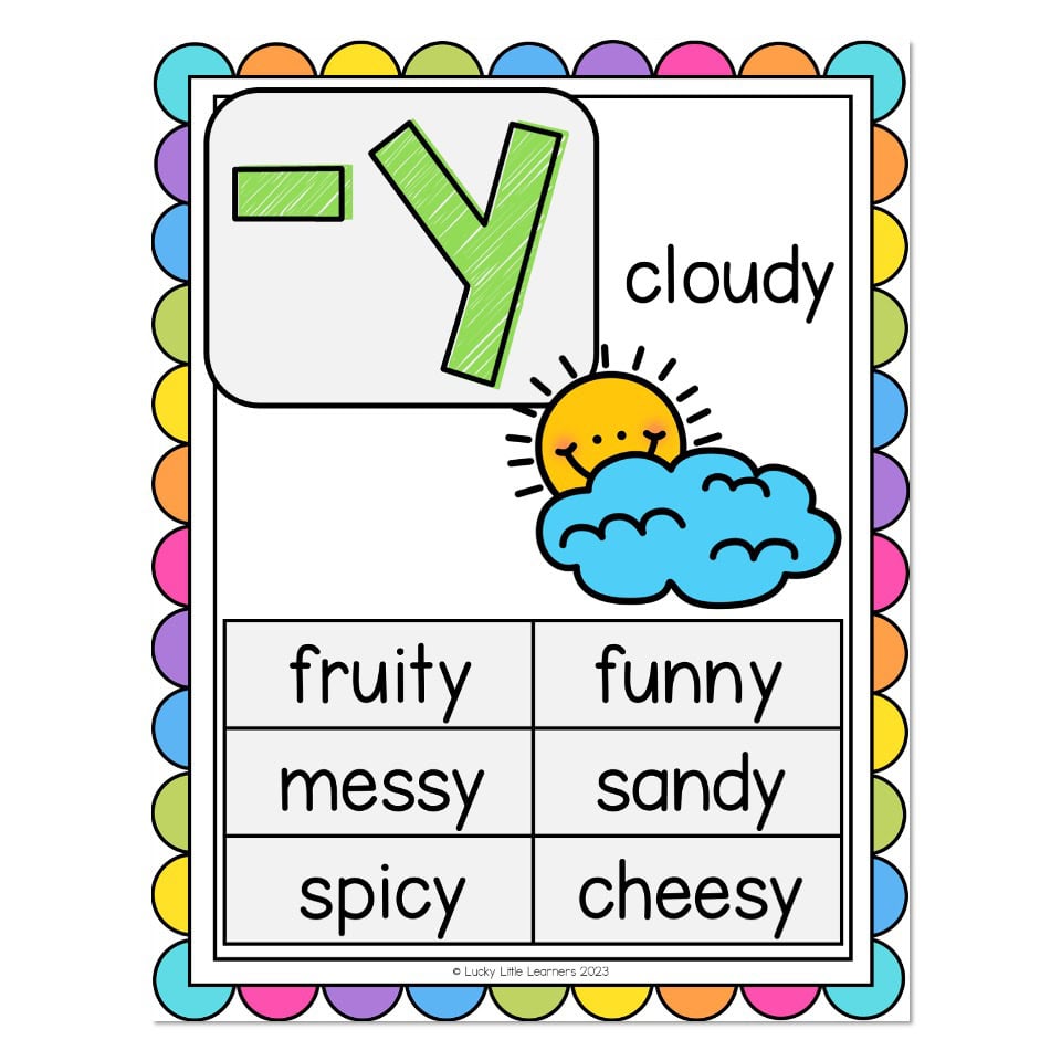 Phonics Poster - Suffix -Y - Lucky Little Learners