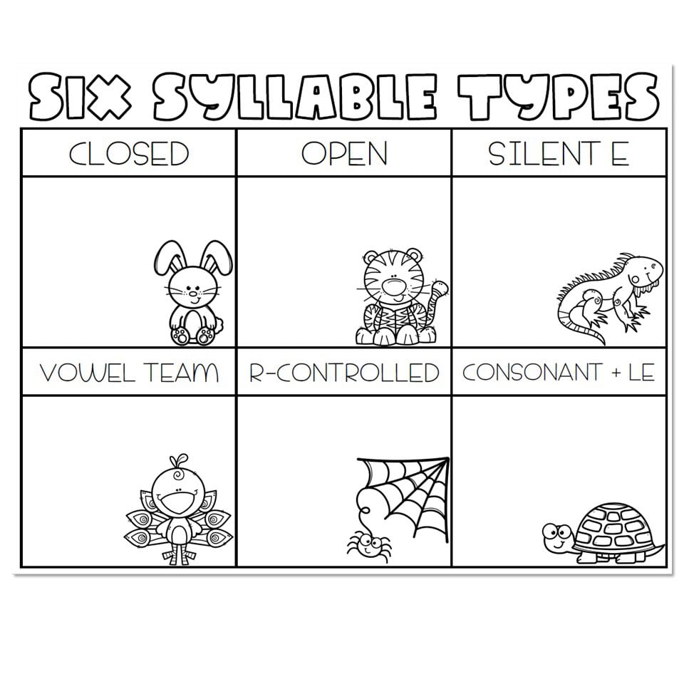 Six Syllable Types Worksheet - Lucky Little Learners