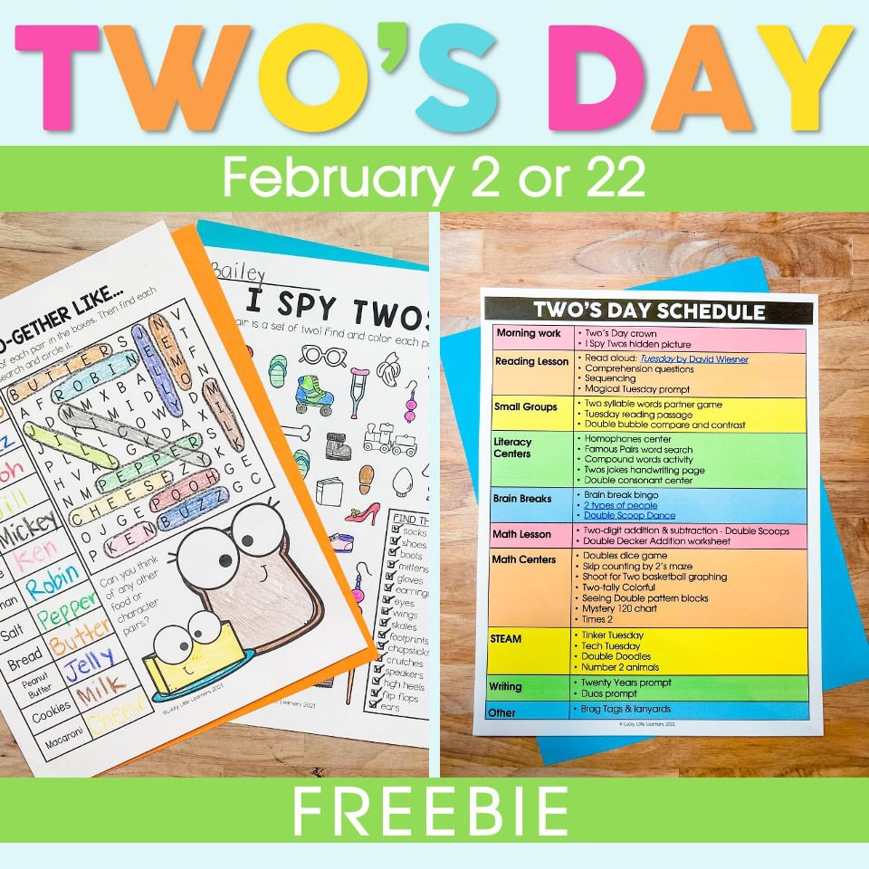 Two's Day Freebie - February 2 or 22 - Lucky Little Learners