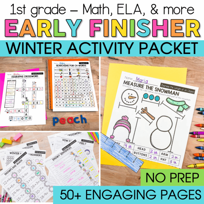 1st Grade Winter Early Finishers Packet - Lucky Little Learners