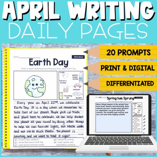 April Writing Pages for 1st and 2nd Grade - Lucky Little Learners