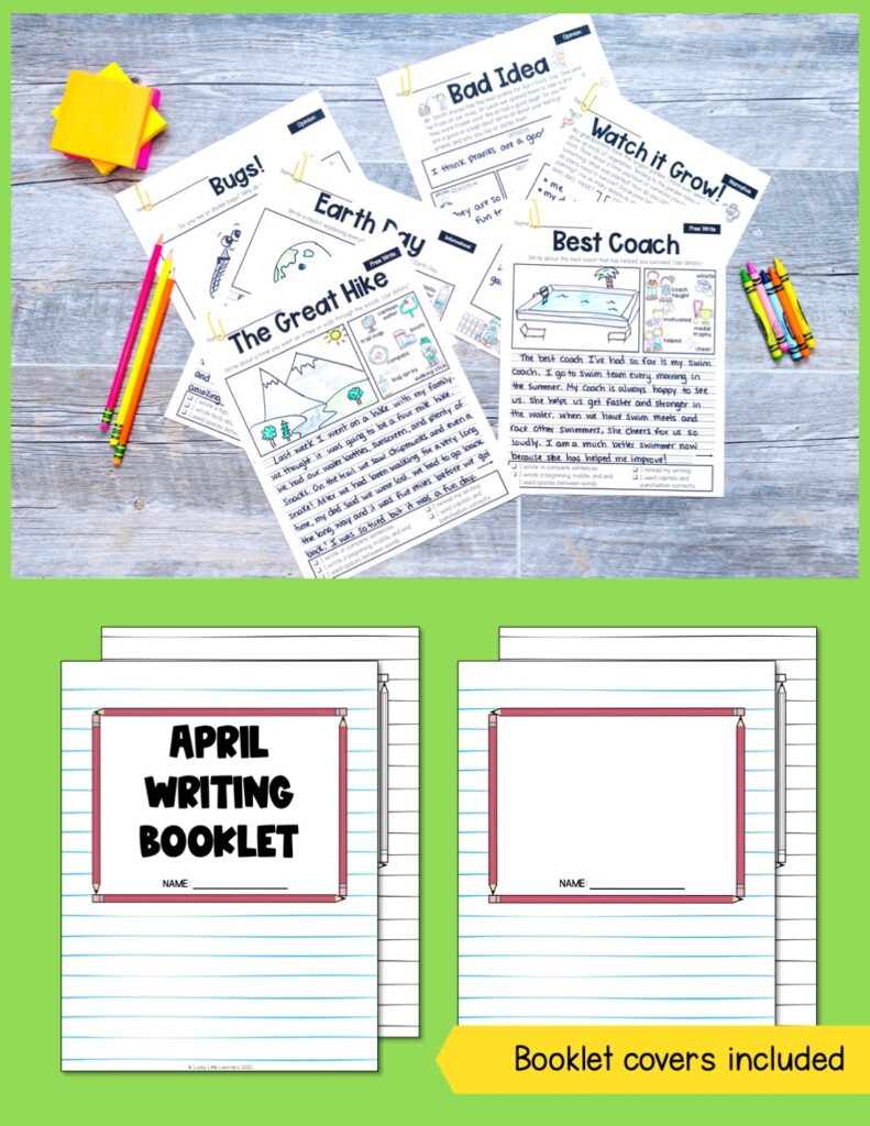 April Writing Pages for 1st and 2nd Grade - Lucky Little Learners