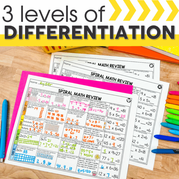 3rd Grade Spiral Math Review - 2nd Quarter Only - Lucky Little Learners