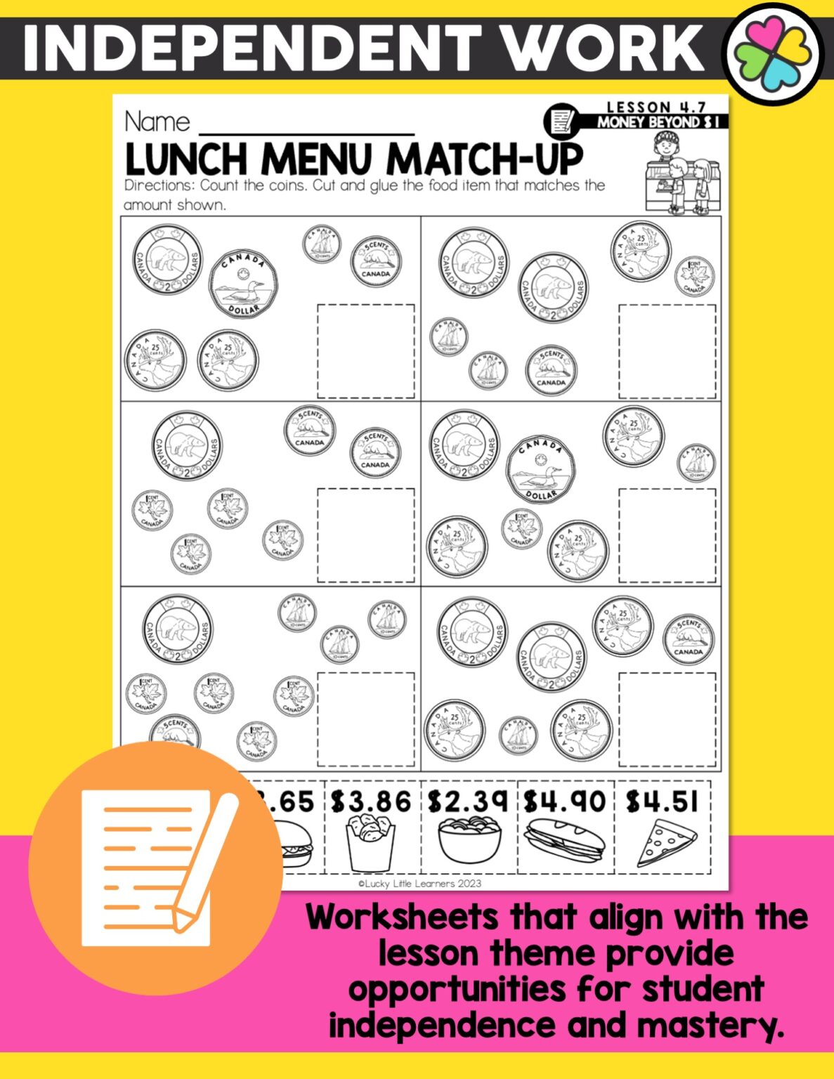 Canadian Money and Financial Literacy Math Unit - Lucky Little Learners