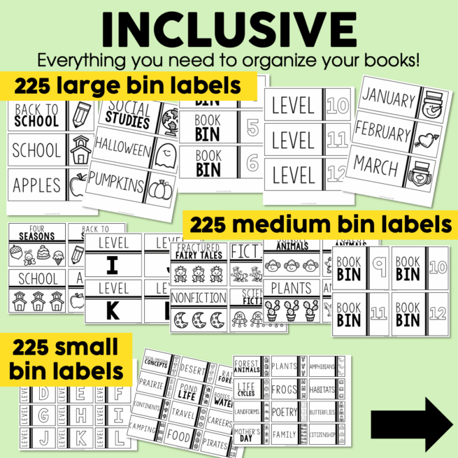 Classroom Library Book Bin Labels - Lucky Little Learners