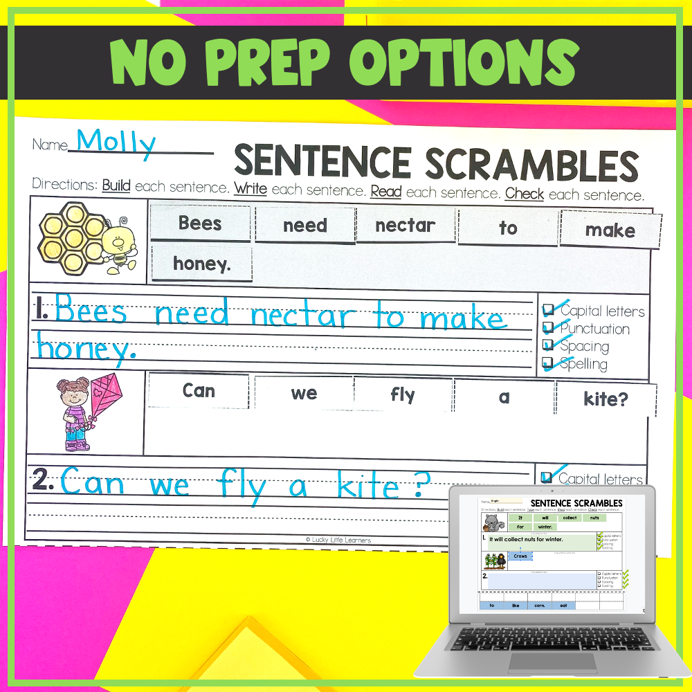 Spring Sentence Scrambles | Sentence Building | Sentence Writing ...