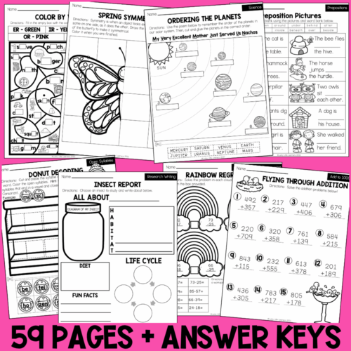 2nd Grade Spring Early Finishers Packet - Lucky Little Learners
