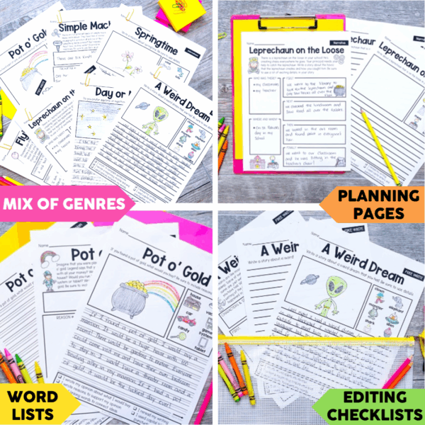 1st and 2nd Grade March Writing Prompts - Lucky Little Learners