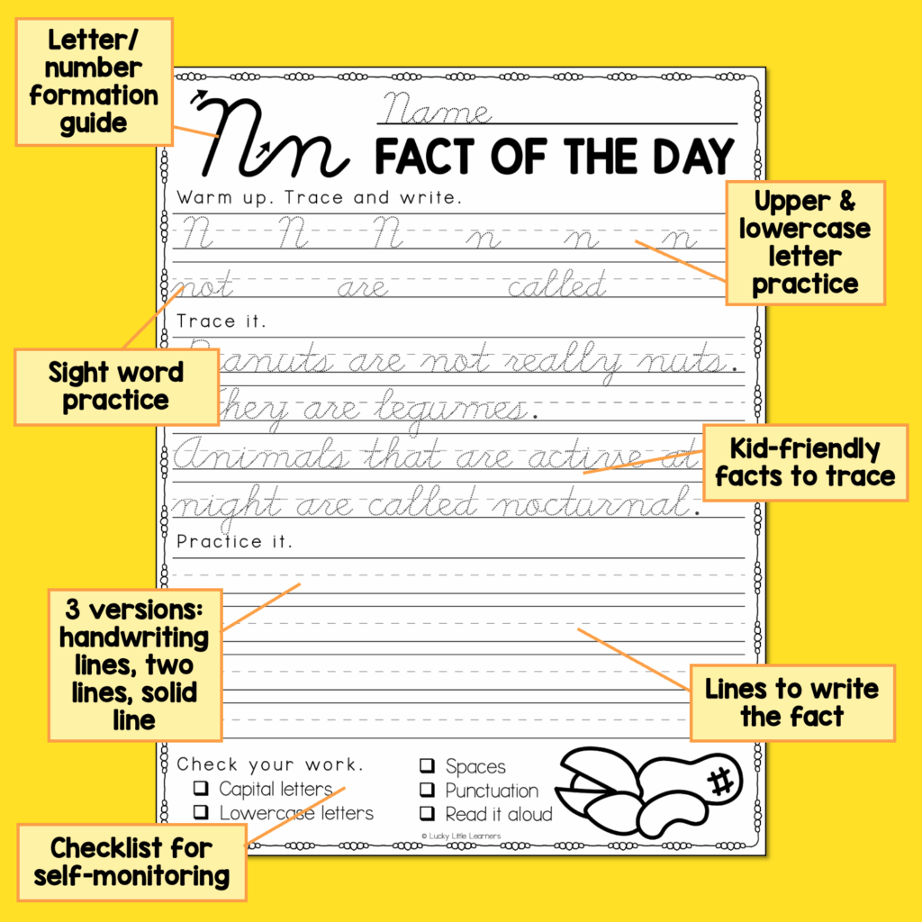 Cursive Handwriting Practice - Jokes and Facts - Lucky Little Learners