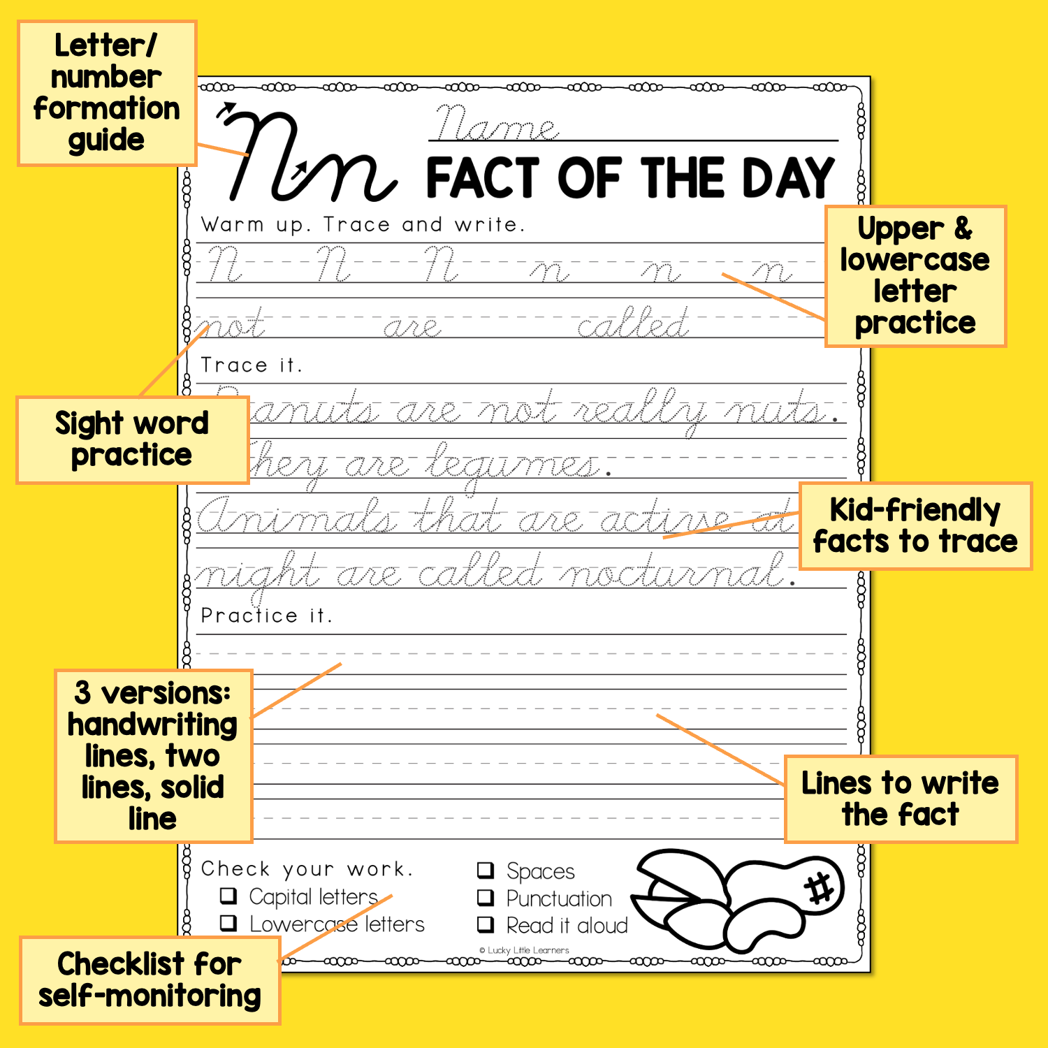Cursive Handwriting Practice - Jokes and Facts - Lucky Little Learners