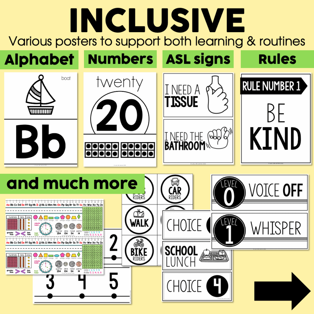 Classroom Visuals | Alphabet & Number Posters | Student Desk Plates and ...