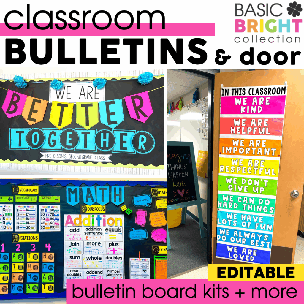 Back to School Bulletin Board with Math, Literacy, Affirmations, and ...