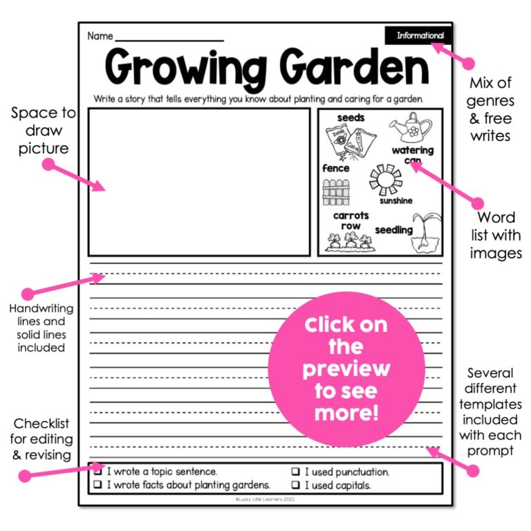 April Writing Pages for 1st and 2nd Grade - Lucky Little Learners
