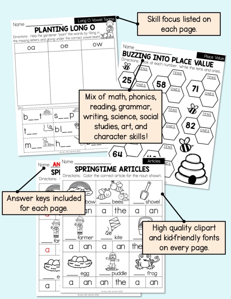 1st Grade Spring Early Finisher Packet - Lucky Little Learners