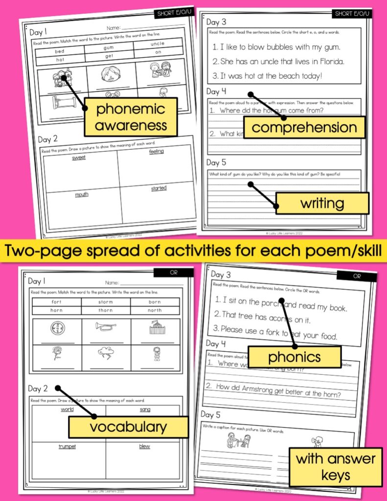 Phonics Poems With Activities - Lucky Little Learners