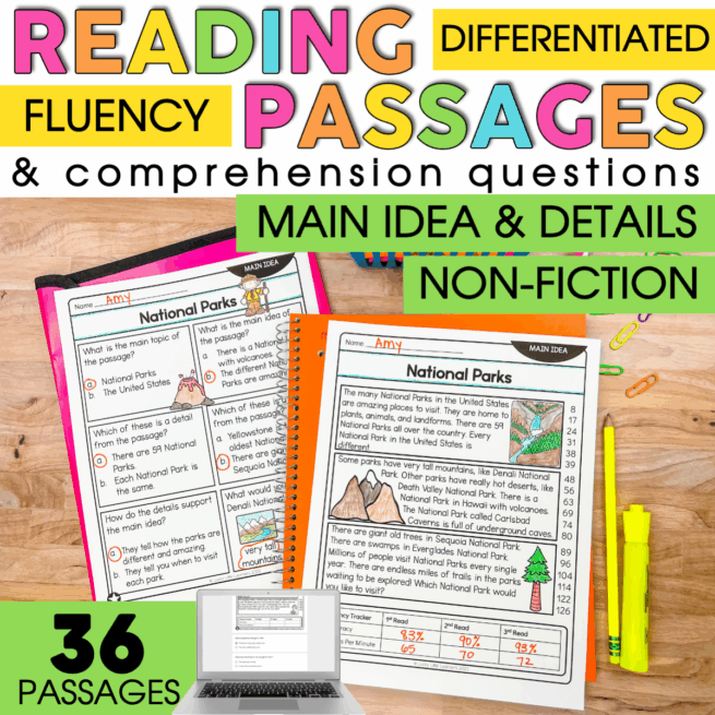 Main Idea & Details - Reading Comprehension Passages - Lucky Little ...