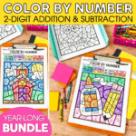 2-Digit Addition and Subtraction Color By Number Bundle - Lucky Little ...