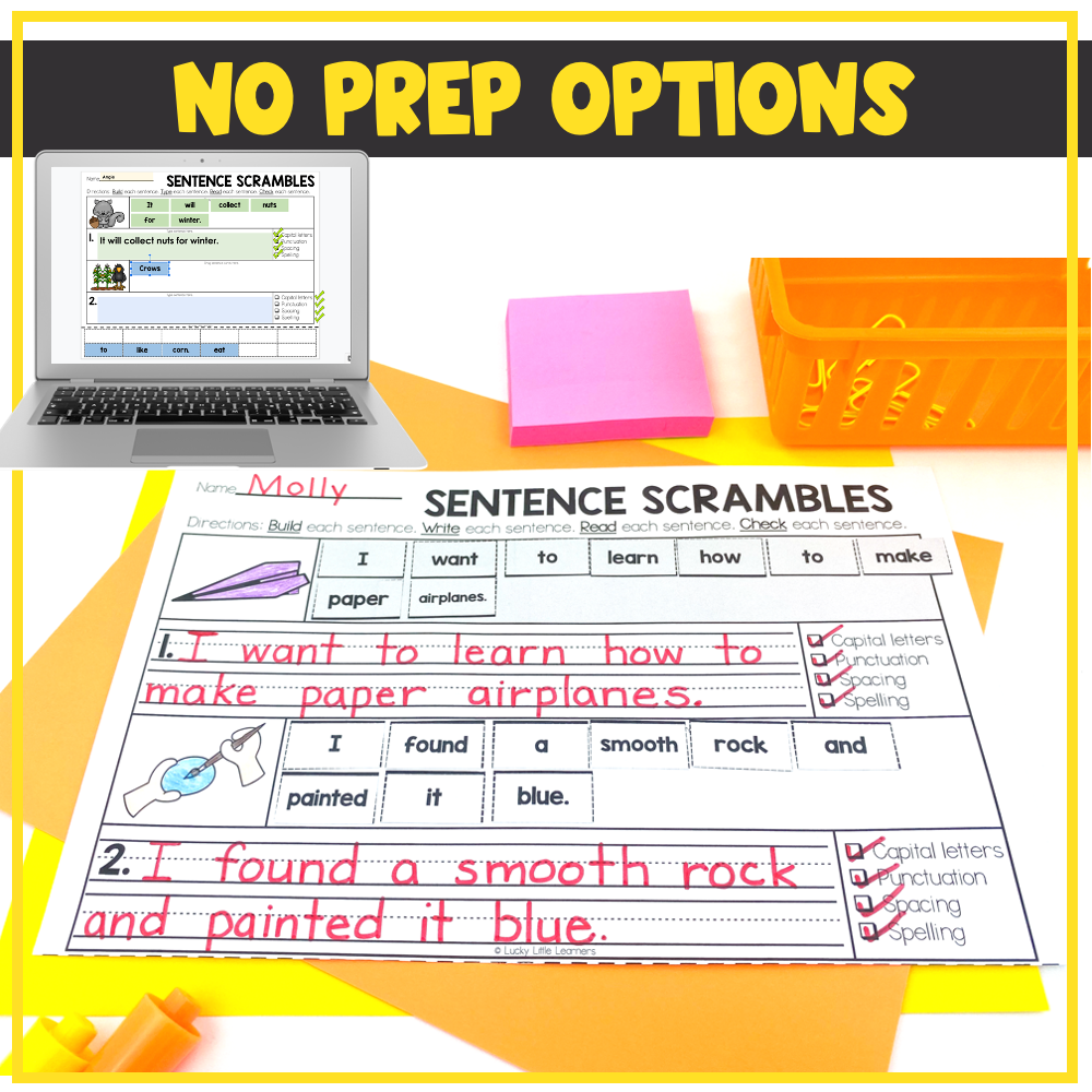 Fall Sentence Scrambles | Sentence Building | Sentence Writing - Lucky ...
