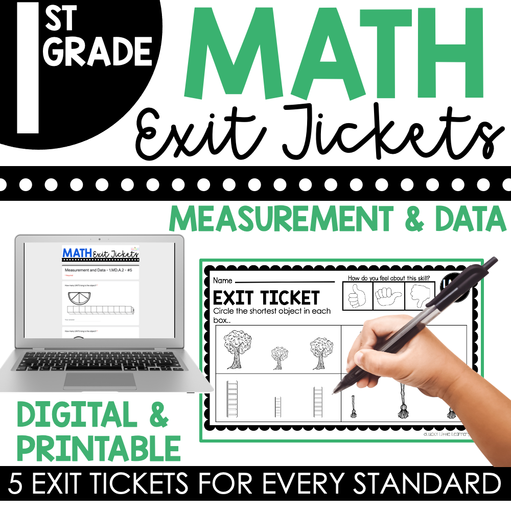 1st Grade Measurement & Data Exit Tickets | Printable & Digital - Lucky ...