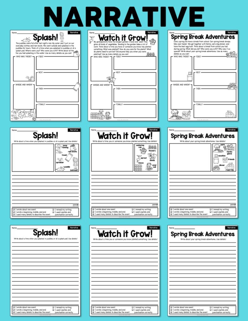 April Writing Pages for 1st and 2nd Grade - Lucky Little Learners