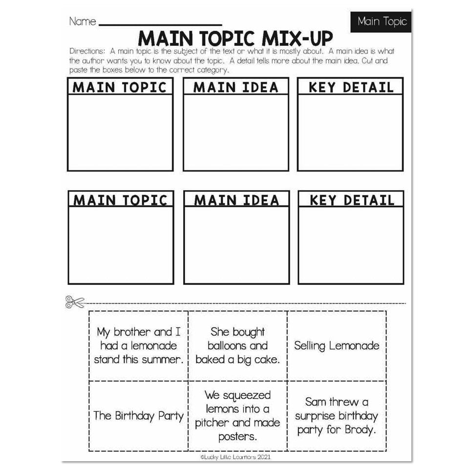 Spring - Early Finishers 2nd Grade - ELA - Main Topic - Main Topic Mix ...