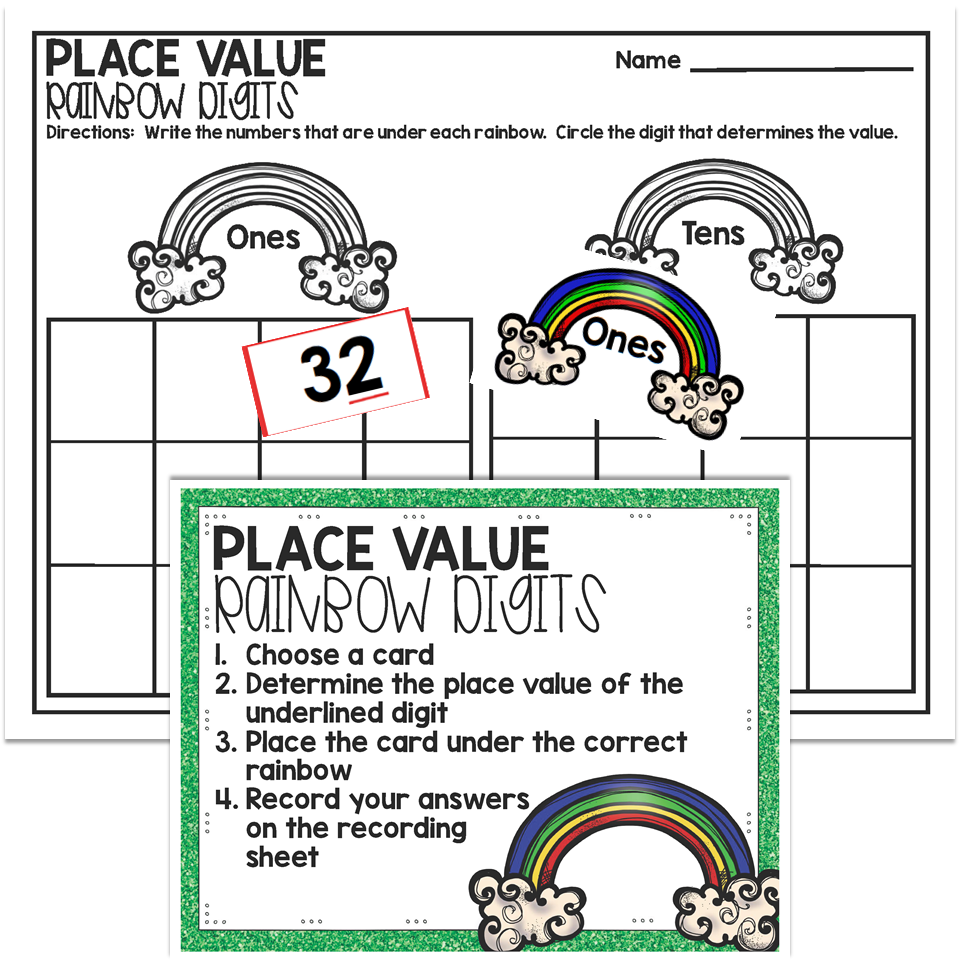 1st Grade March Math Center - Place Value - Lucky Little Learners